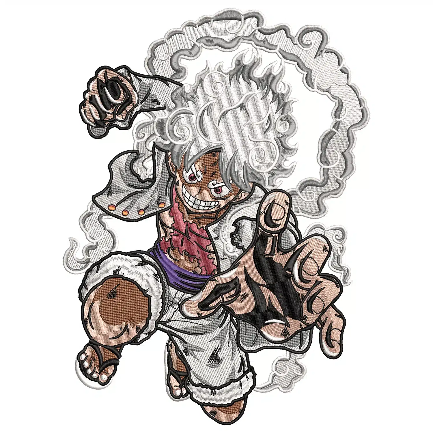 Luffy Gear5 Punch Embroidery Design - One Piece | Embroiplanet