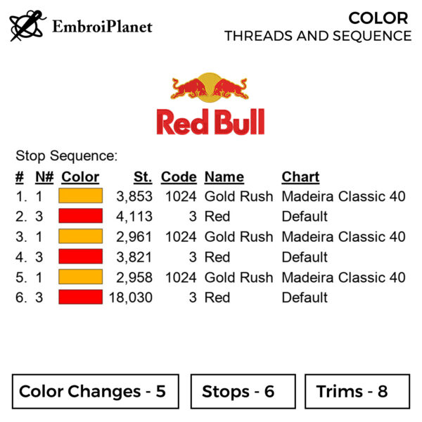 Red Bull Logo Embroidery Design | Embroiplanet