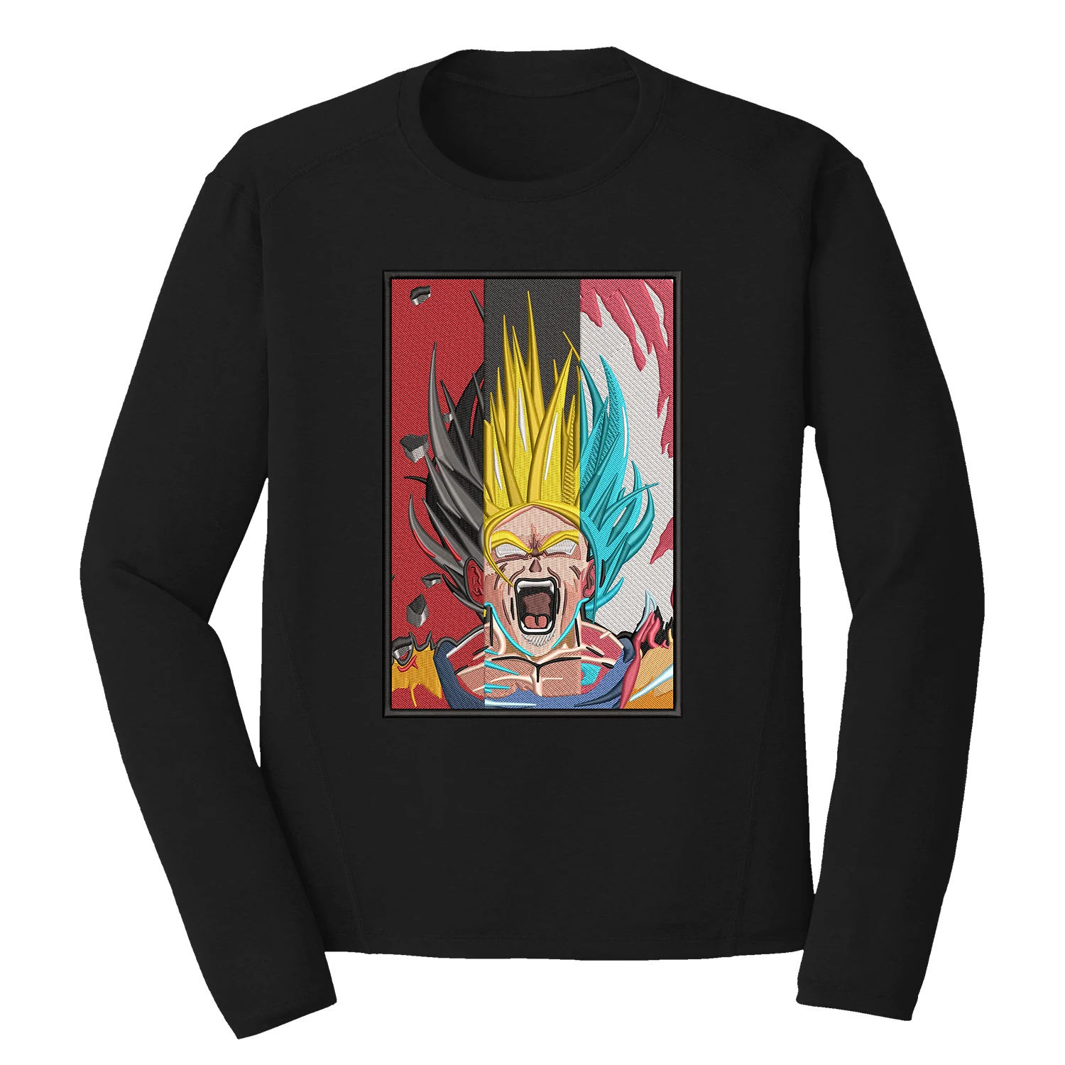 Goku Forms Rage Embroidery Design - Dragon Ball