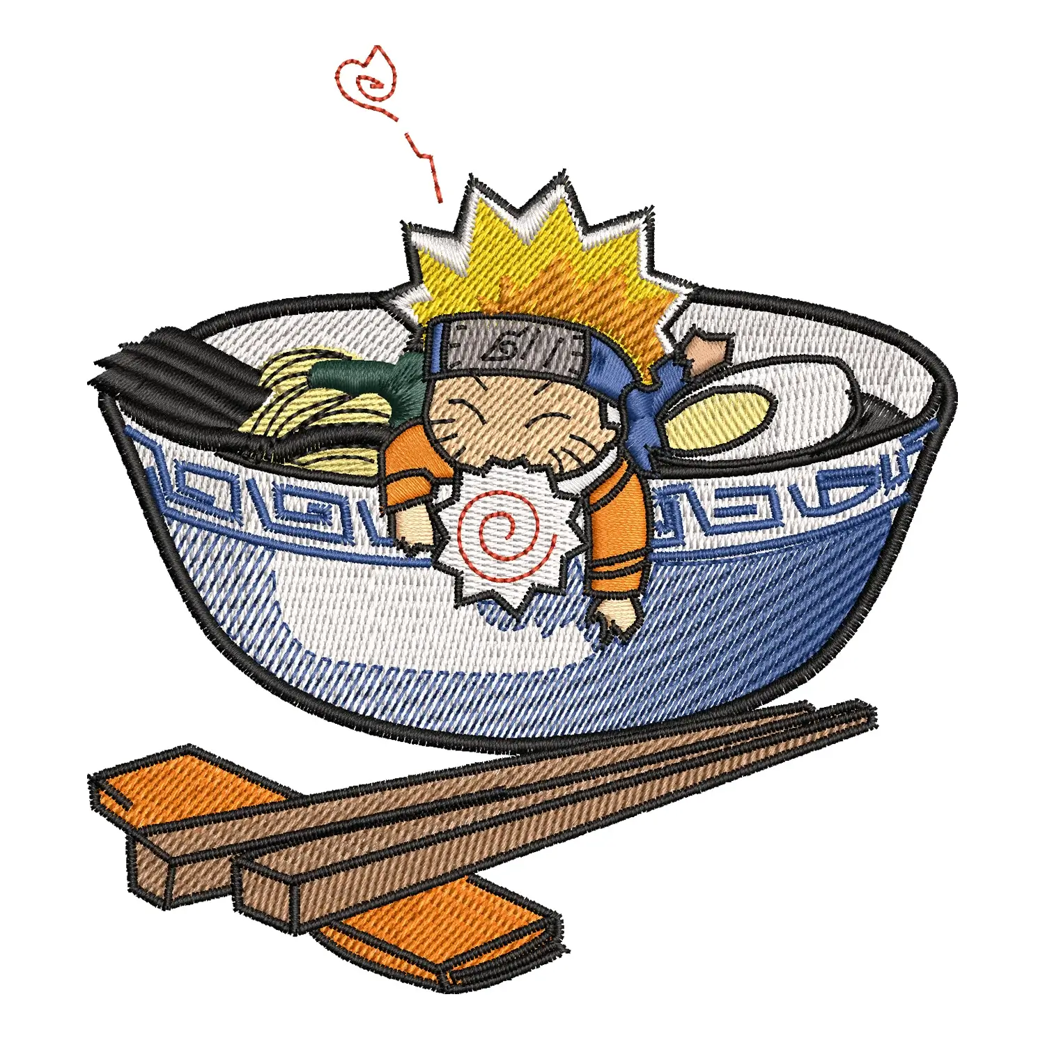Naruto in Ramen Bowl Embroidery Design - Naruto