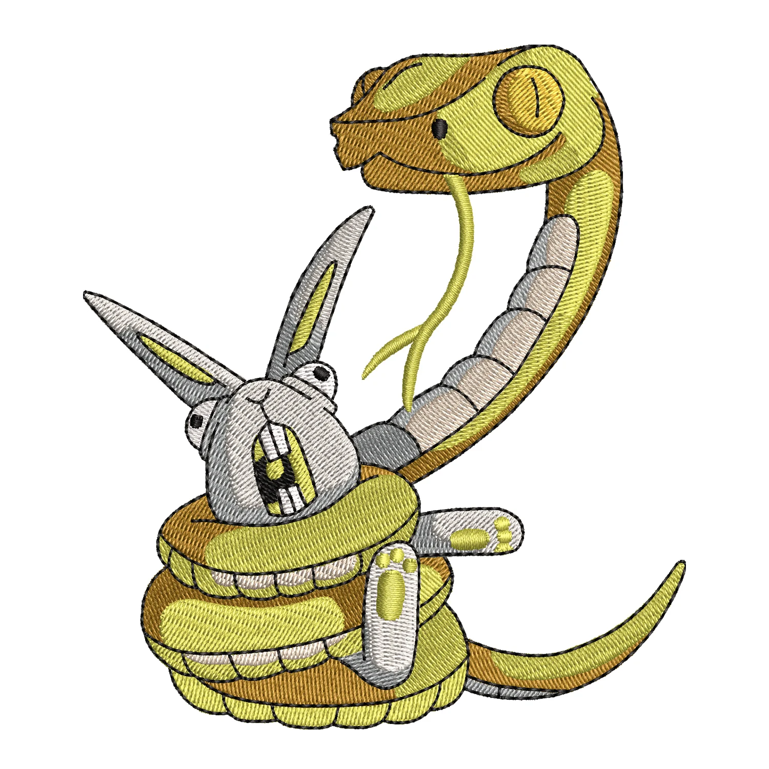 Rabbit & Snake Embroidery Design | Embroiplanet